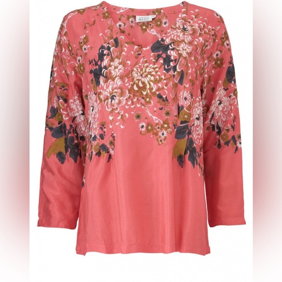 Masai | Tops | Masai Womens Orange Dafna Blush Floral Top M L288 | Poshmark